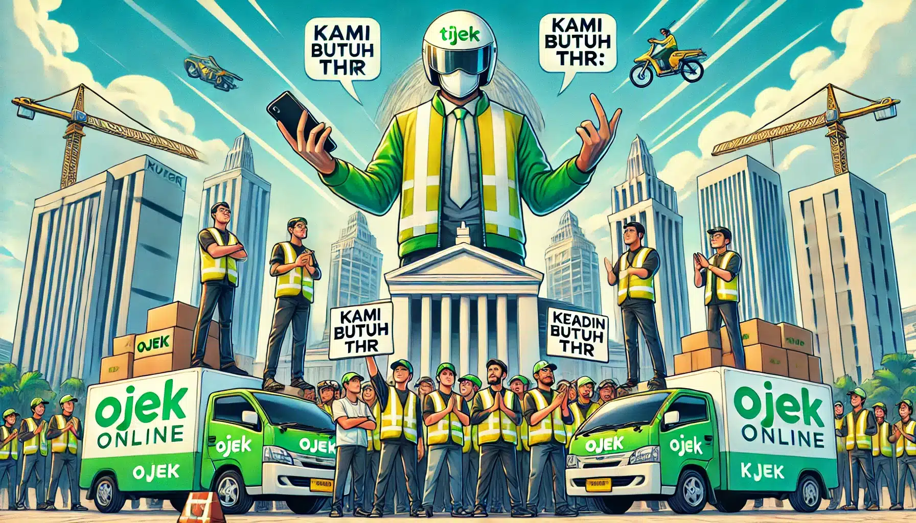 Ribuan Driver Ojol Geruduk Kantor Kemnaker! Tuntut Supaya Dapat THR - Compas Kota News